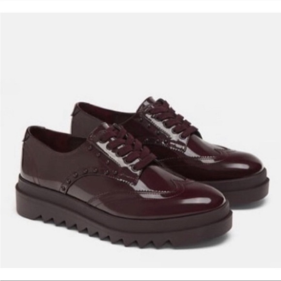 Zara | Shoes | Zara Burgundy Purple Platform Derby Patent Leather ...